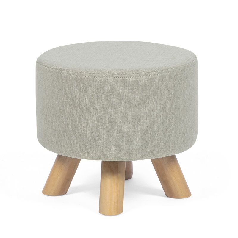 Corrigan Studio Round Ottoman Foot Rest Stool Small Fabric Footstool With Non Skid Wood Legs Beige Reviews Wayfair